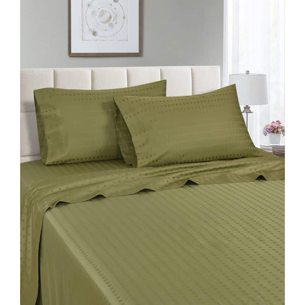 Spring Home 4 Piece 1200 Thread Count Sage Jacquard Dot 100% Cotton ...