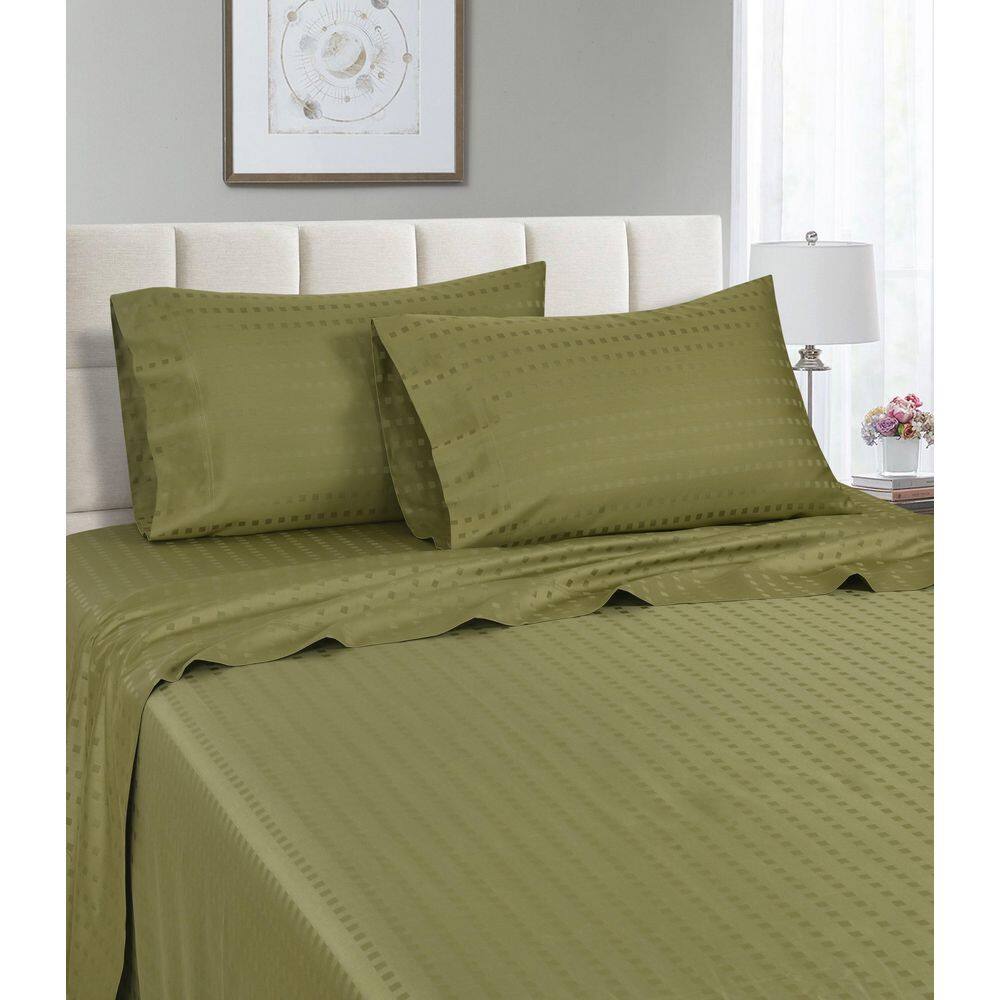 Spring Home 4 Piece 1200 Thread Count Sage Jacquard Dot 100% Cotton ...
