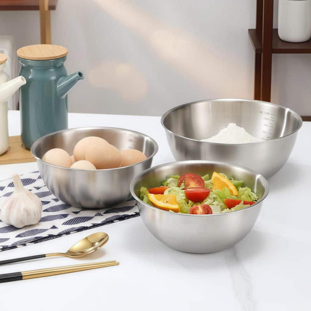 Numhew 12-Pack Stainless Steel Mixing Bowl Set with Graduations ...