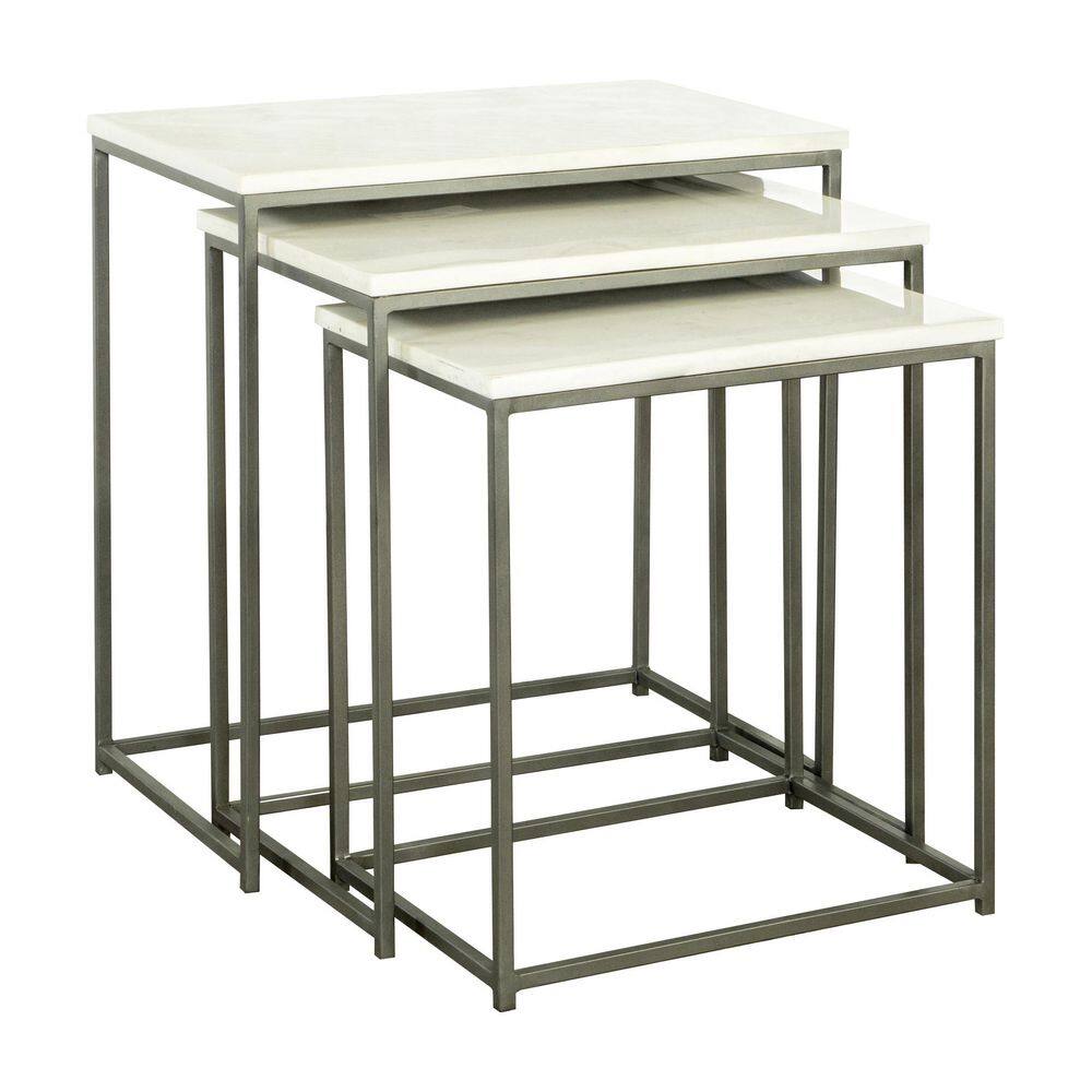 Coaster 20 in. 3-piece White and Gunmetal Marble Top Nesting Table ...