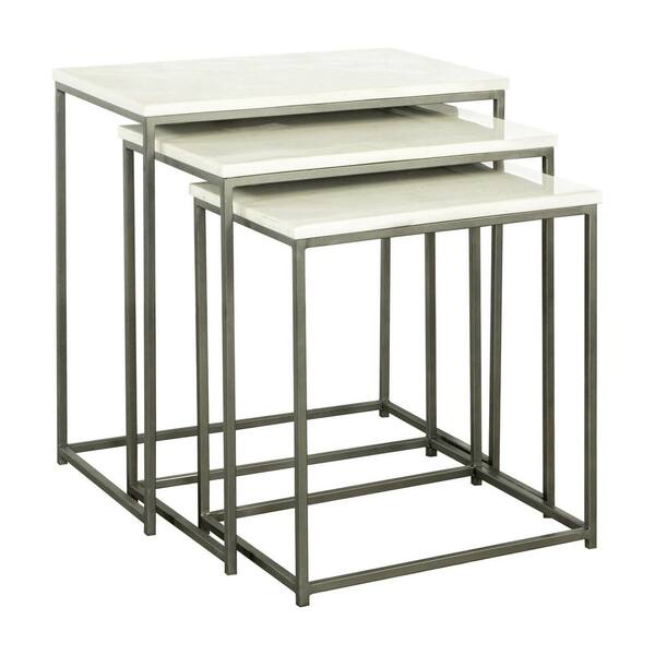 Coaster 20 in. 3-piece White and Gunmetal Marble Top Nesting Table ...