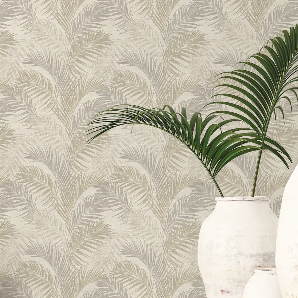 Reviews for Synergy Collection Beige Lush Palm Leaf Sheen Finish Vinyl ...