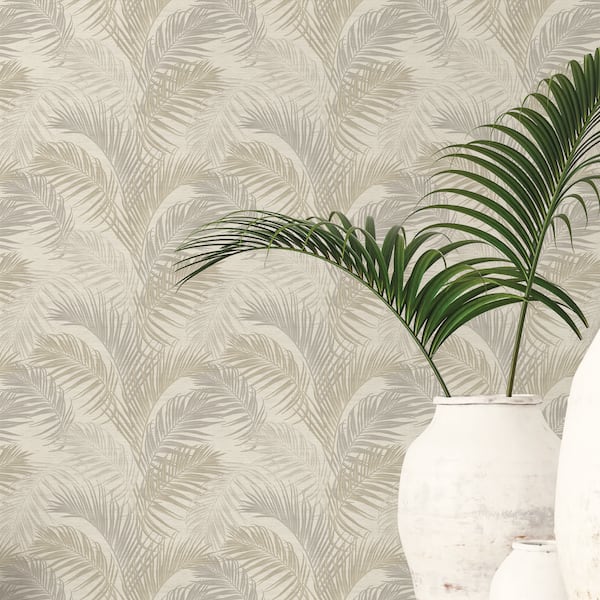 Reviews for Synergy Collection Beige Lush Palm Leaf Sheen Finish Vinyl ...