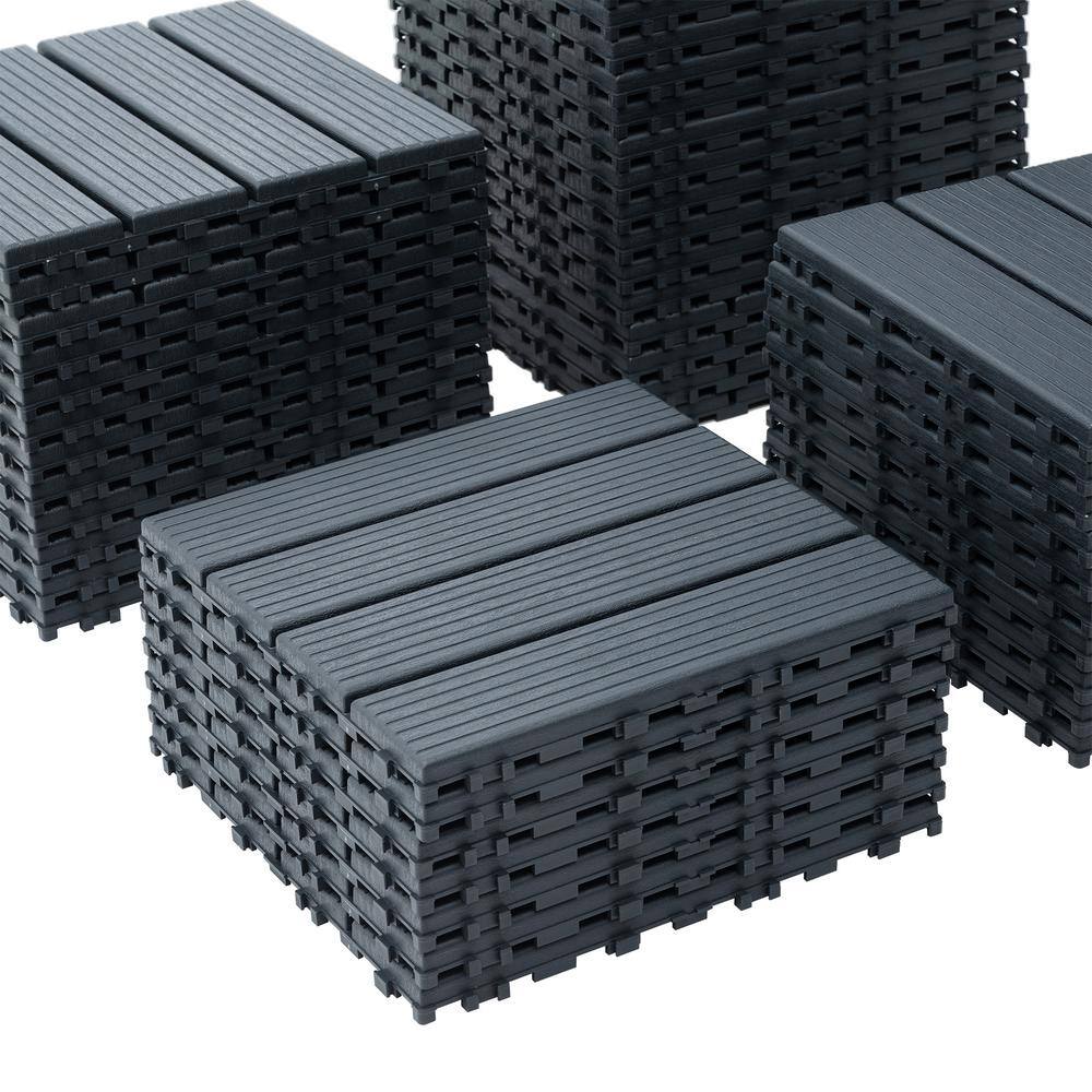 GOGEXX 12in.W x12in.L Outdoor Striped Square PVC Drainage Interlocking ...