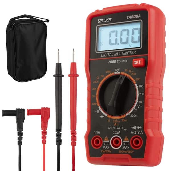 Stalwart Digital Volt Meter with Backlit Display and Needle Probes for ...