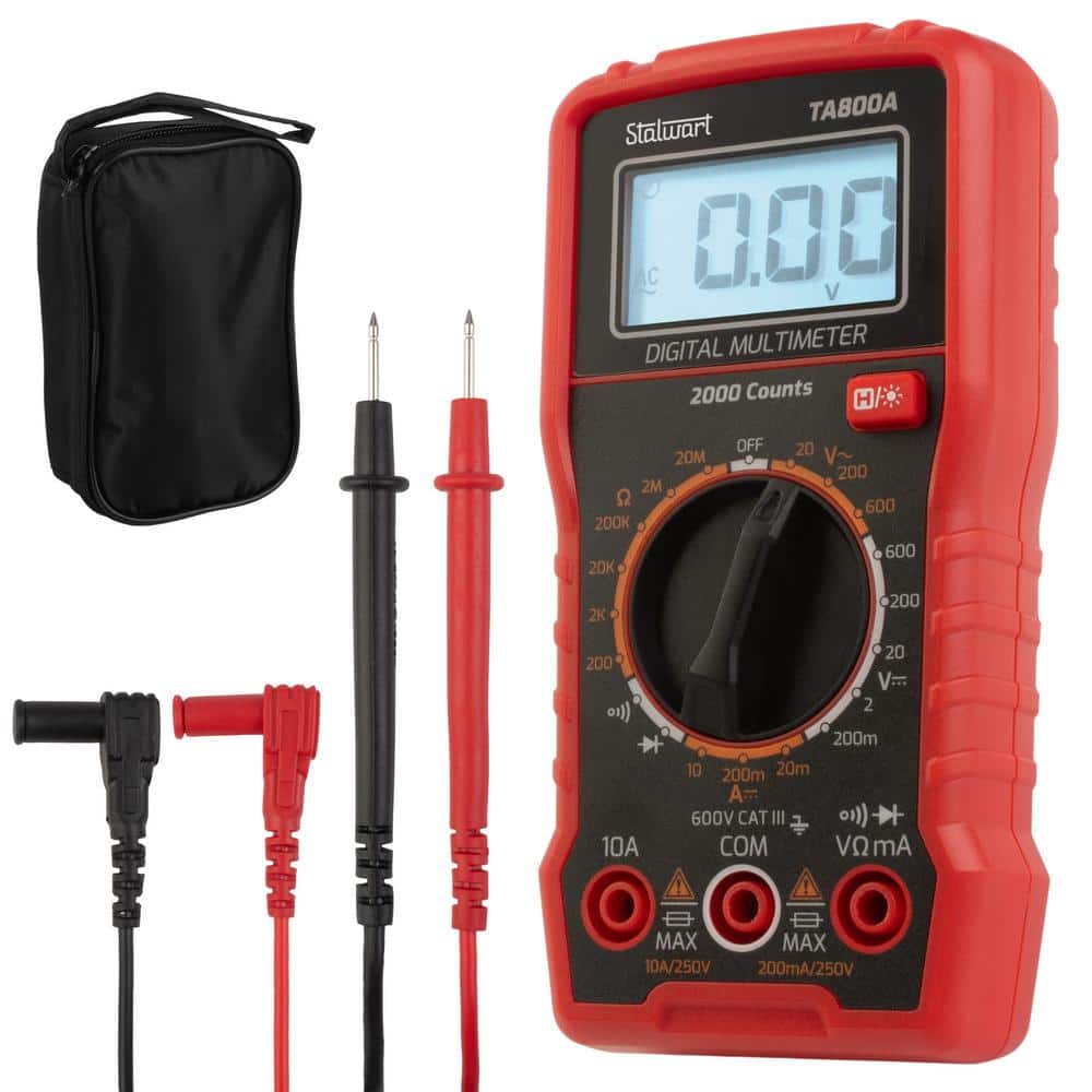 Stalwart Digital Volt Meter with Backlit Display and Needle Probes for ...