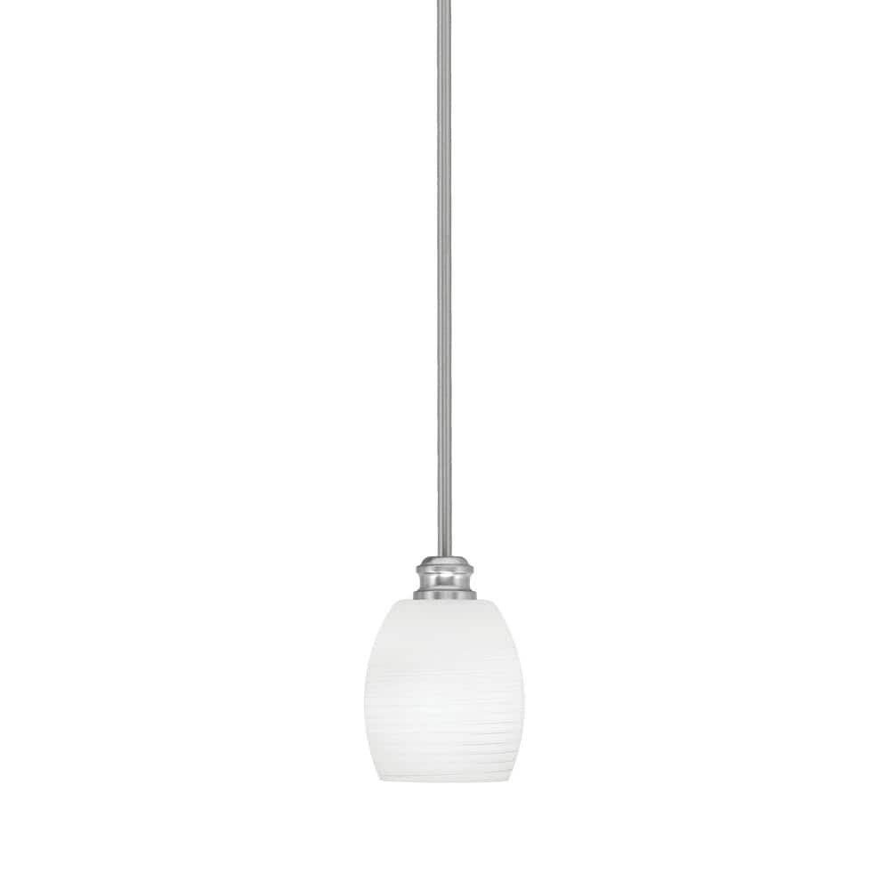Albany 60-Watt 1-Light Brushed Nickel Pendant Mini Pendant Light White ...