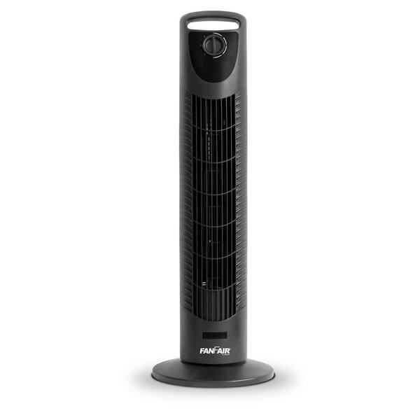 FANFAIR 30 in. 3-Fan Speeds Tower Fan in Black with Oscillation ...