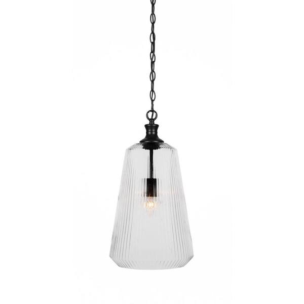 Lighting Theory Orleans 60-Watt 1-Light Matte Black Shaded Mini Pendant ...