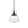 CLAXY 60 Watt 1 Light Black Finished Shaded Pendant Light with Clear ...