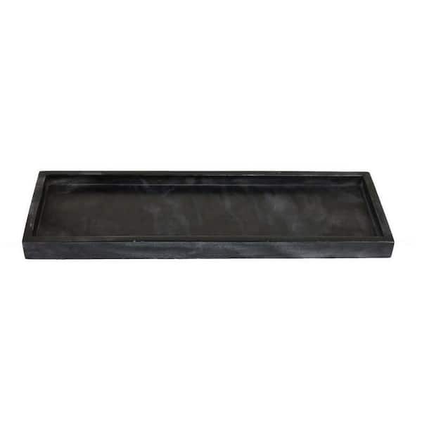 Benjara Black Rectangular Marble 18 in. Decorative Accent Tray BM331450 ...