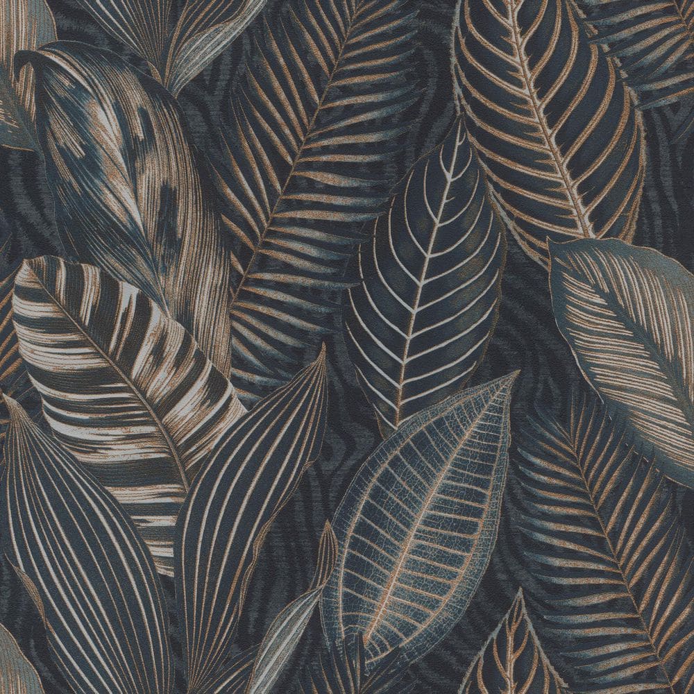A-Street Prints Acacius Dark Blue Tropical Foliage Wallpaper 4202 ...