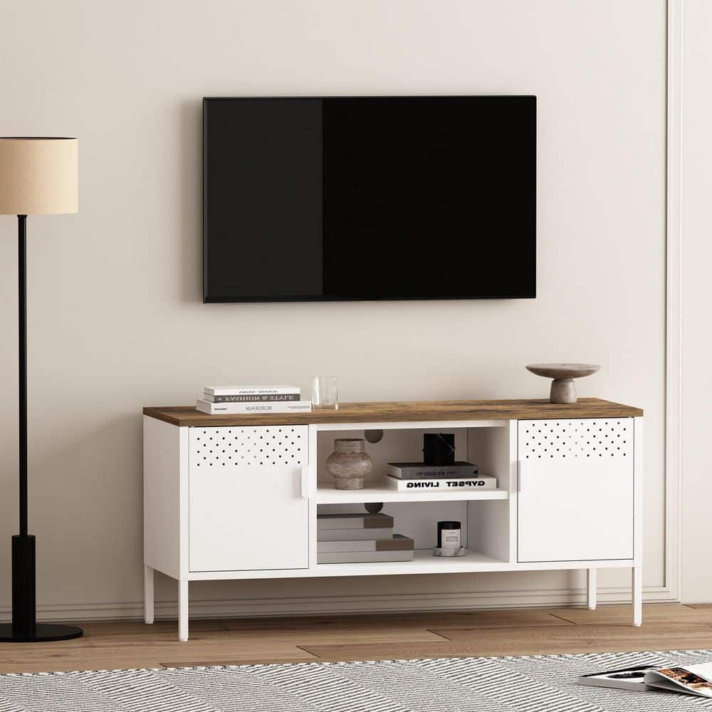Manhattan Comfort Landen Modern White TV Stand Fits TVs up to 40 in ...