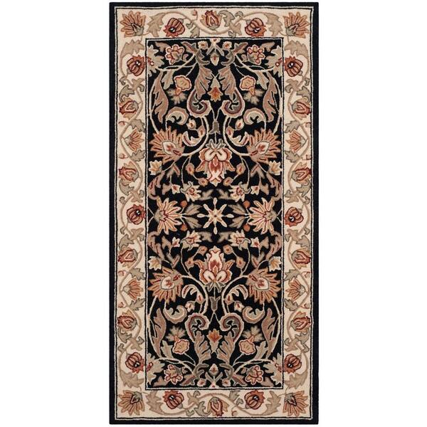 SAFAVIEH Easy Care Black/Ivory 3 ft. x 6 ft. Border Area Rug EZC101B-36 ...