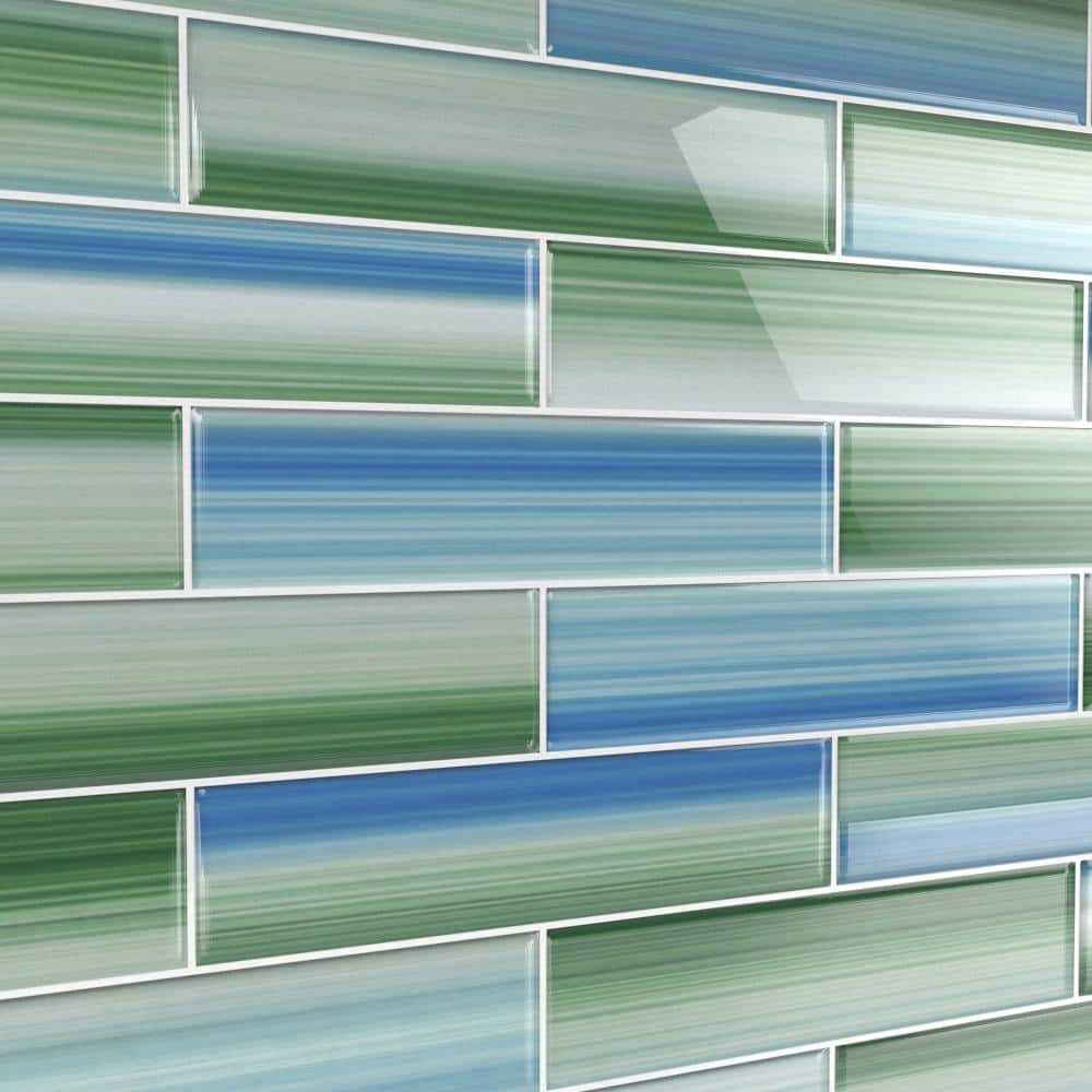 Bodesi Tidal 3 in. x 12 in. Glass Tile for Kitchen Backsplash and ...