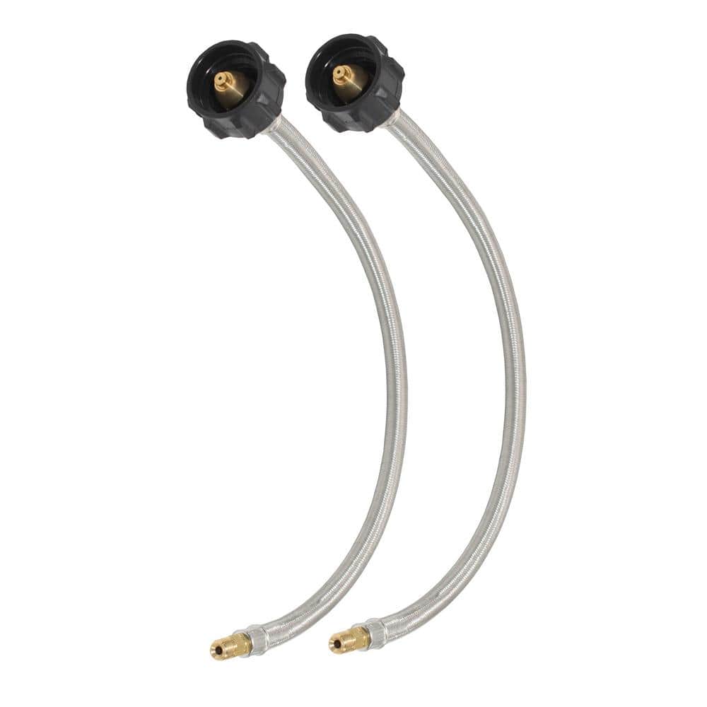 Flame King Pair (2) RV 18 in. Steel Braided Pigtail Propane Gas Hose ...
