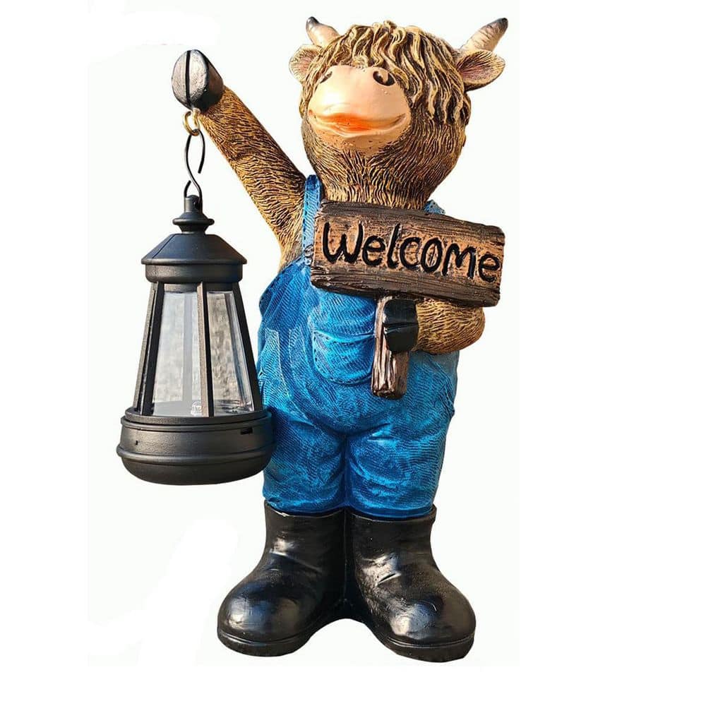 Cow Garden Statues with Solar Lights L0DZNY8F6R - The Home Depot