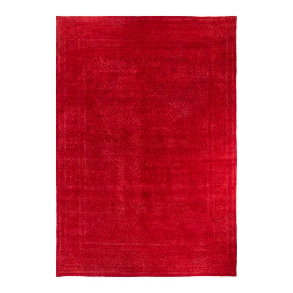 Solo Rugs One-of-a-Kind Contemporary Red 10 ft. x 14 ft. Hand Knotted ...