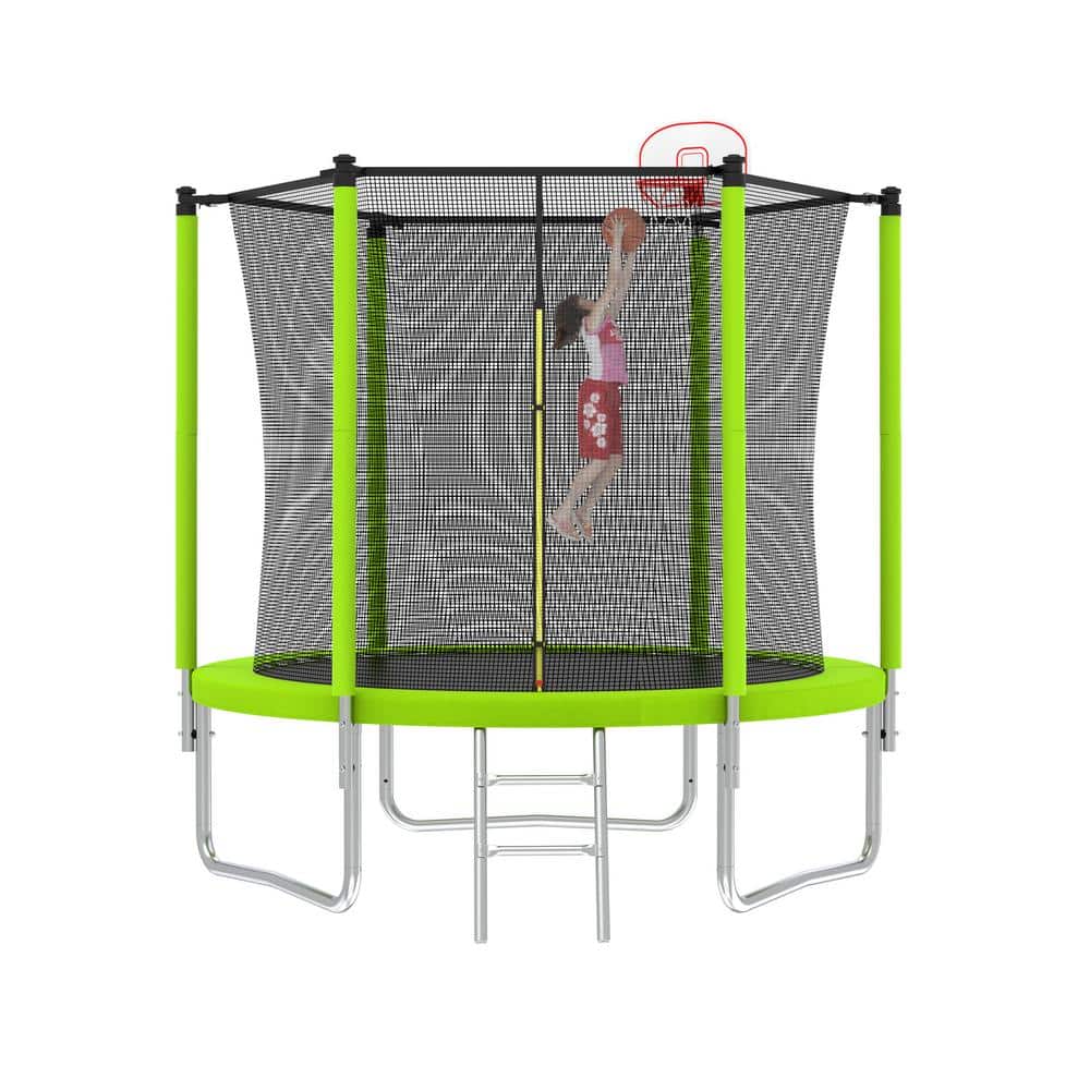 Sudzendf Green 8 ft. Outdoor Trampoline for Kids and Adults with ...
