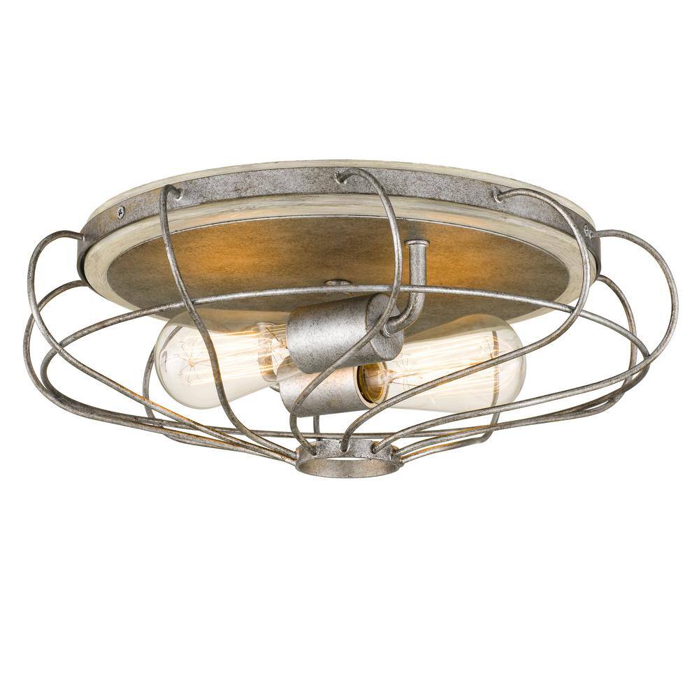 Worldwide Lighting Cyclone 15 in. D x 5.25 in. H 2-Light Galvanized and ...