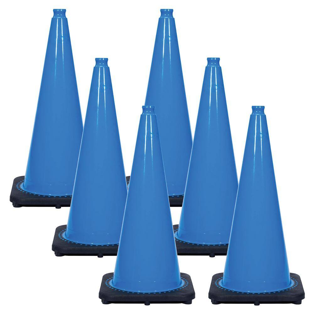 Mr. Chain 28 in. Sky Blue Traffic Cones (6-Pack) 97524-6 - The Home Depot