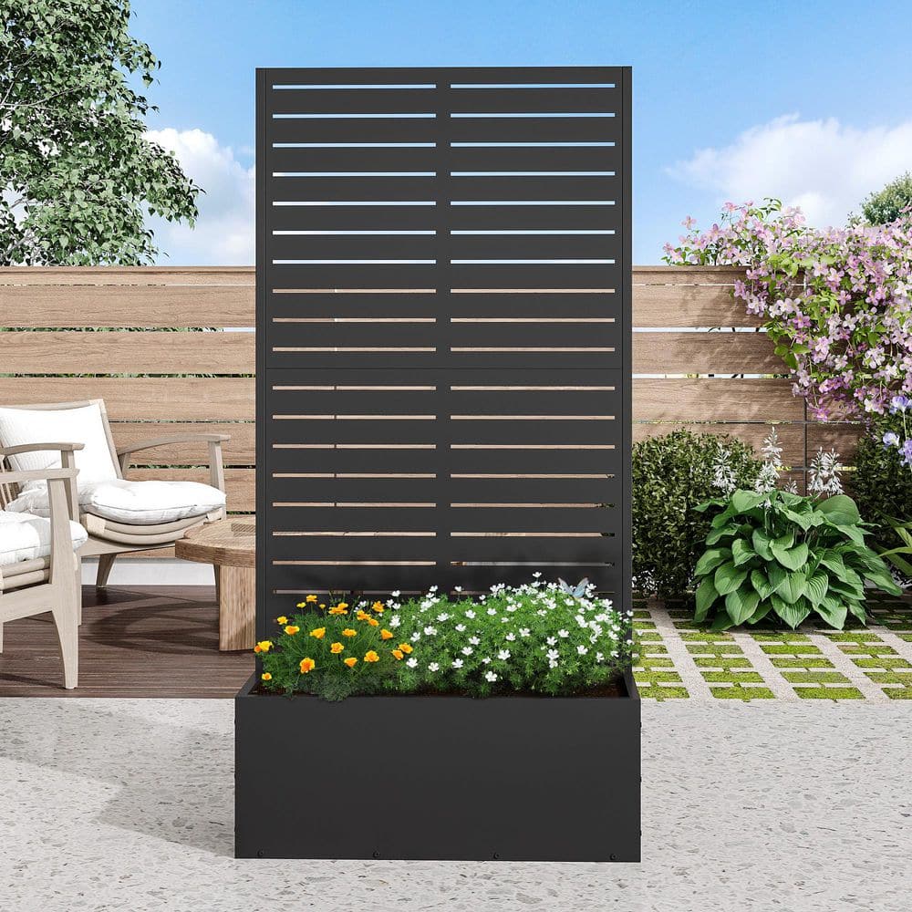 PexFix 59 in. H x 30 in. W Rectanglar Black Outdoor Metal Privacy ...