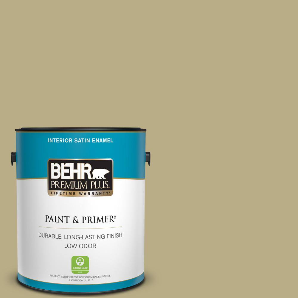BEHR PREMIUM PLUS 1 gal. #S330-4 Fennel Seed Satin Enamel Low Odor ...