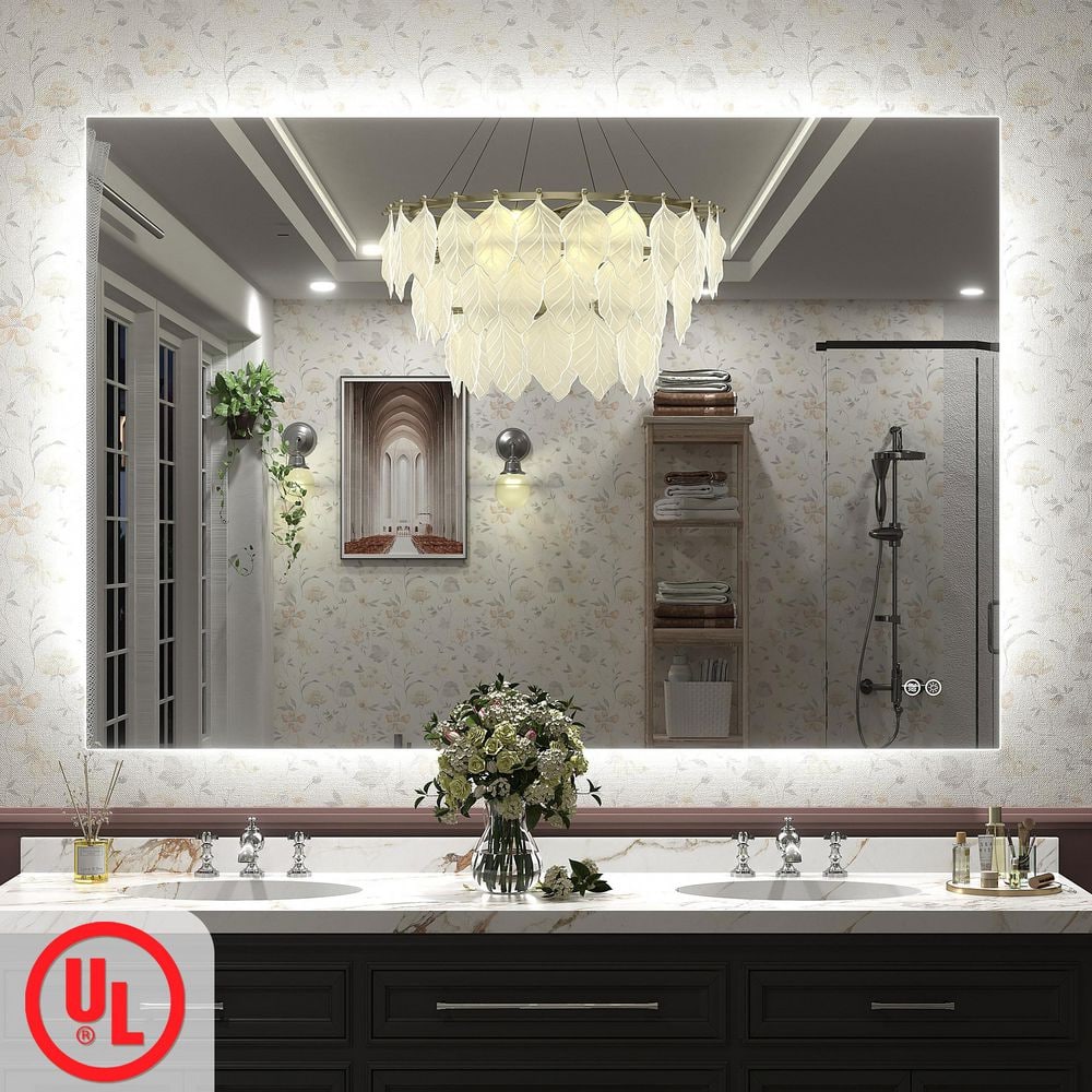 Apmir 51 in. W x 36 in. H Rectangular Frameless UL Certified LED ...