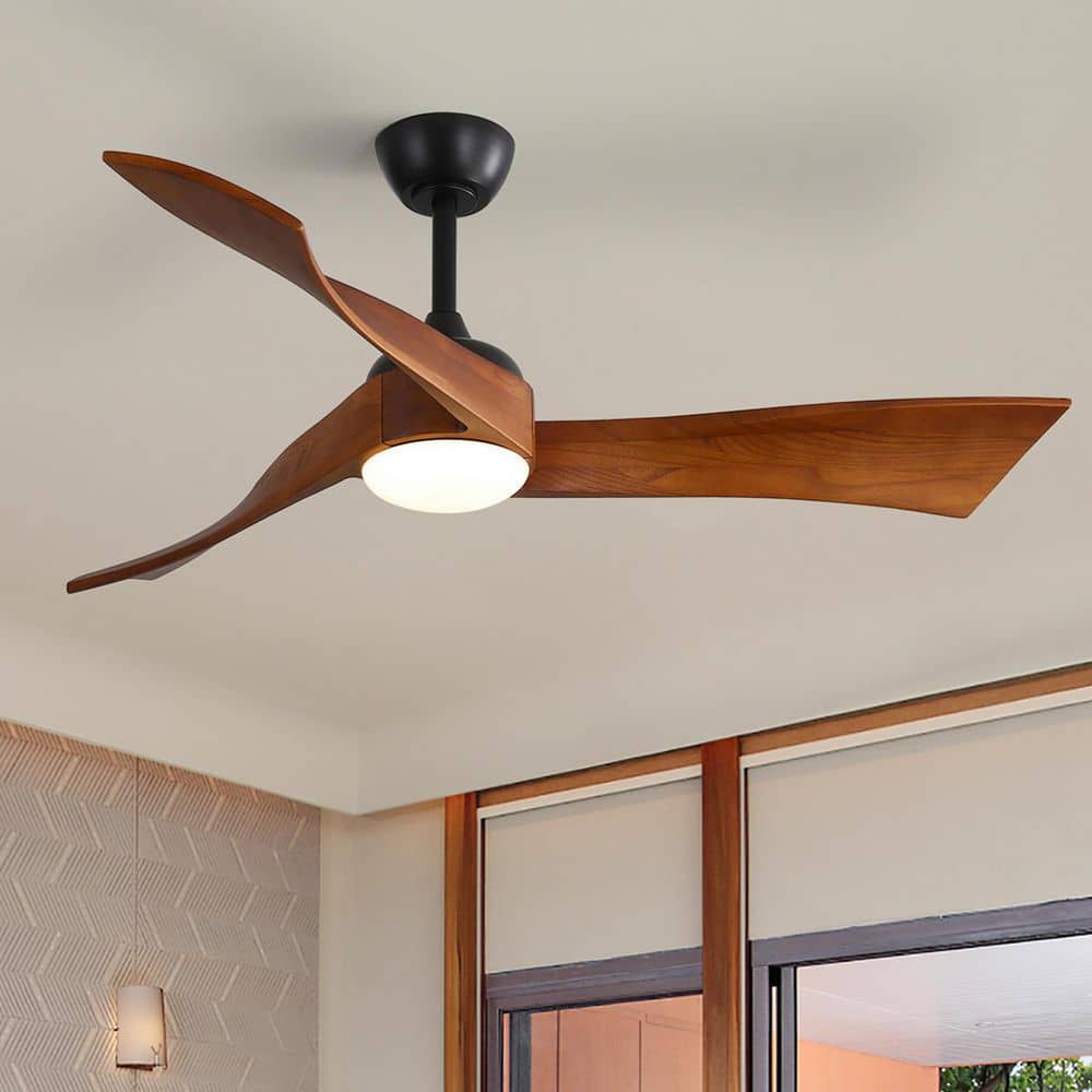 Sofucor 52 in. Integrated Dimmable LED Indoor/Outdoor Black Ceiling Fan ...