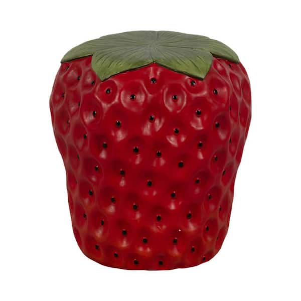 Liv & Skye Metal 16 in. Red Strawberry Shape Boho Style Garden Stool ...