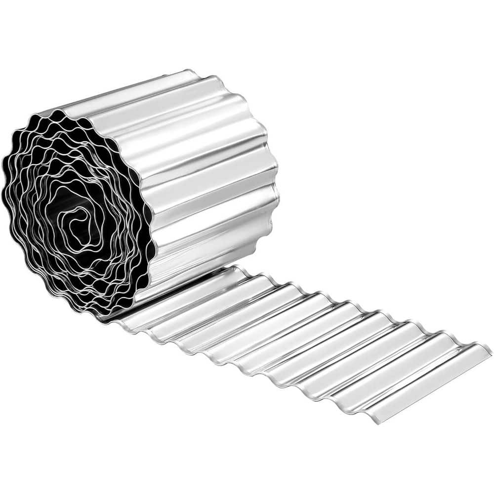 Oyezvary 40 ft. x 6in Corrugated Metal Garden Edging Silver Galvanized ...