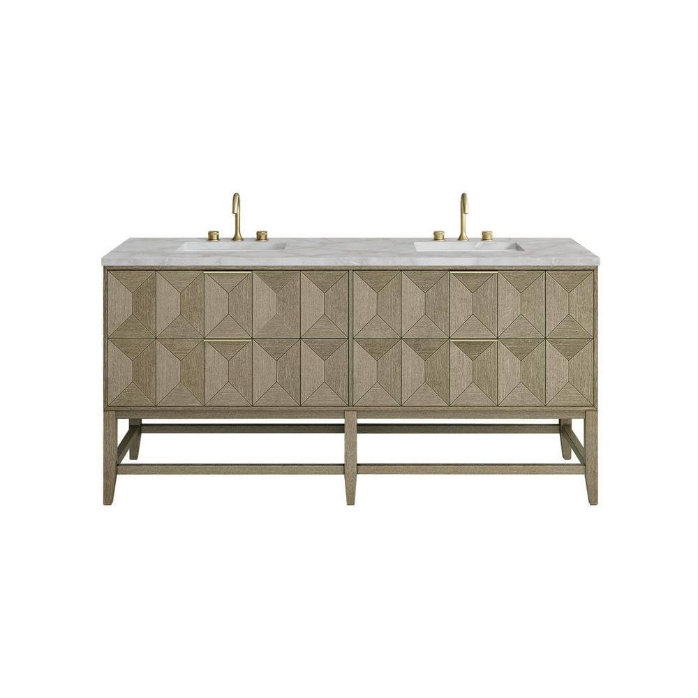 James Martin Vanities Emmeline 72 in. Double Bath Vanity in Pebble Oak ...