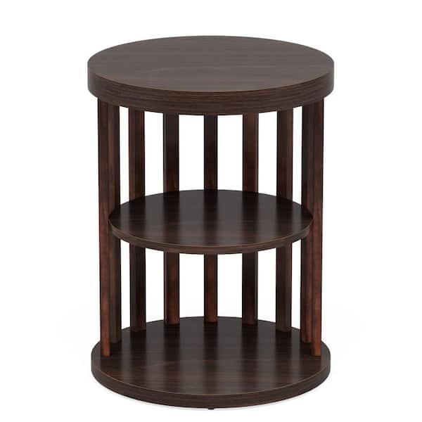 TRIBESIGNS WAY TO ORIGIN Andrea 19 in. Walnut Round Wooden End Table ...