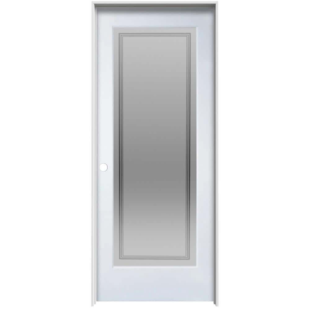 MMI DOOR Hamilton 28 in. x 80 in. Right Hand Full Lite Decorative Glass ...
