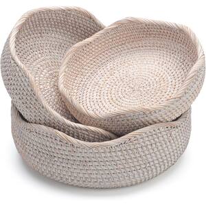 Beige 9.5 in. x 7 in. Cotton Decorative Basket Set of 3 Z0B4JLDZJ5 ...