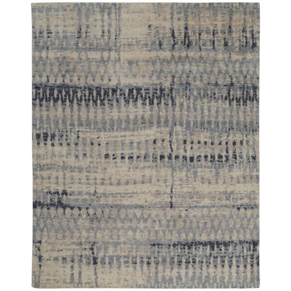 HomeRoots 4 ft. x 6 ft. Gray, Blue, Ivory Abstract Area Rug 2000567536 ...