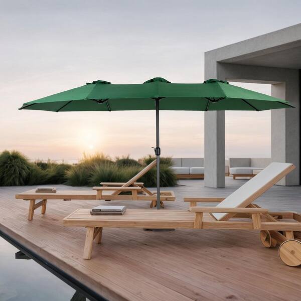 Tenleaf 14.8 ft. Steel Double Sided Patio Umbrella with Crank (Base Not ...