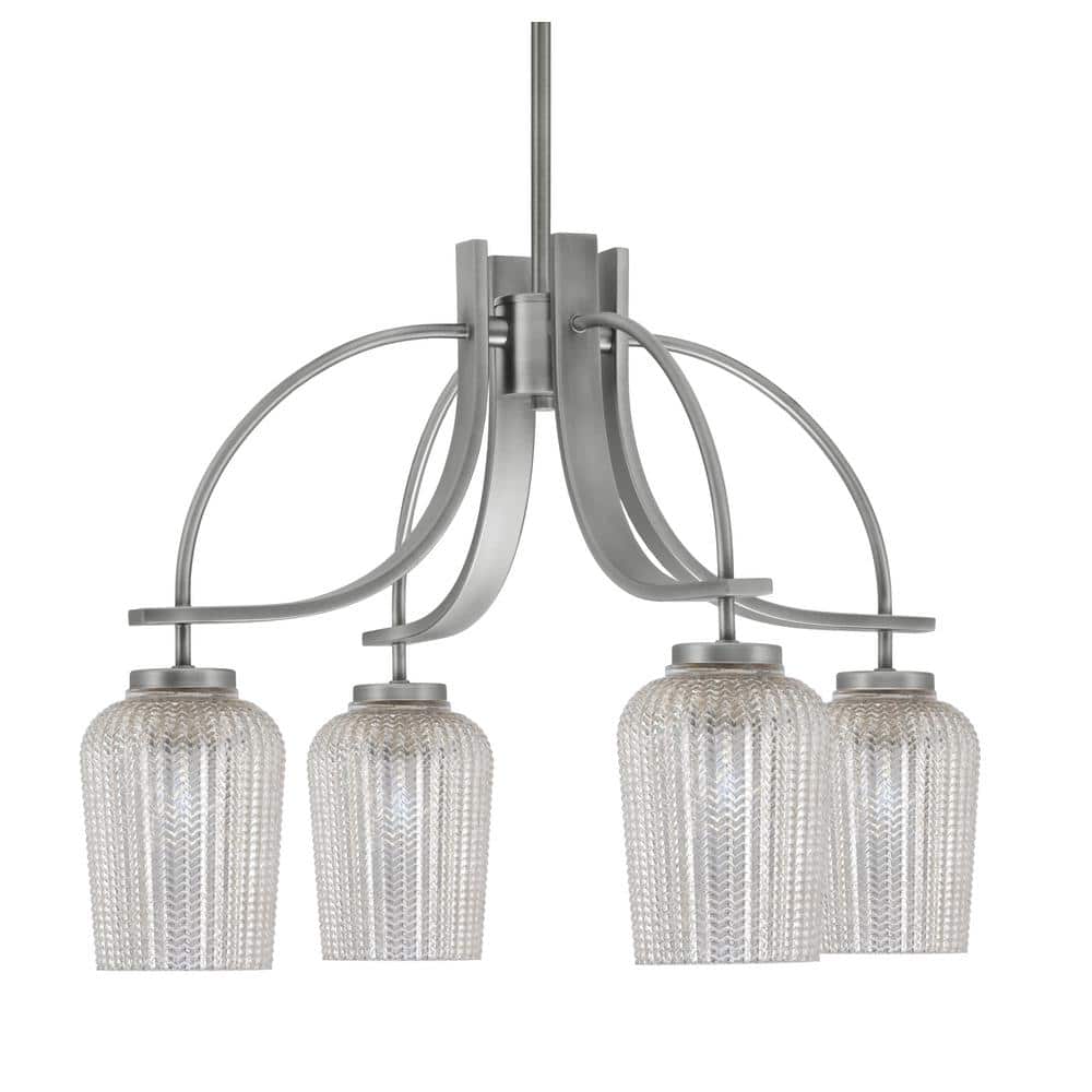 Olympia 16.75 in. 4-Light Graphite Downlight Chandelier Silver Textured ...