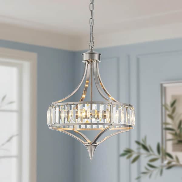 Brushed Nickel Crystal Chandelier