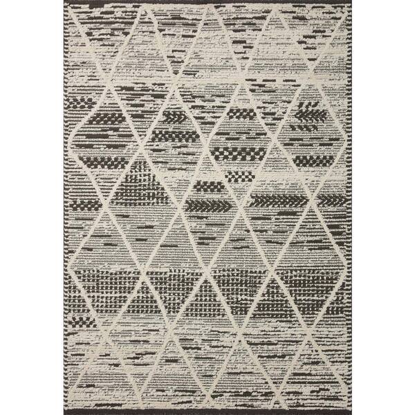 LOLOI II Fabian Charcoal/Ivory 2 ft. 7 in. x 4 ft. Geometric Moroccan ...