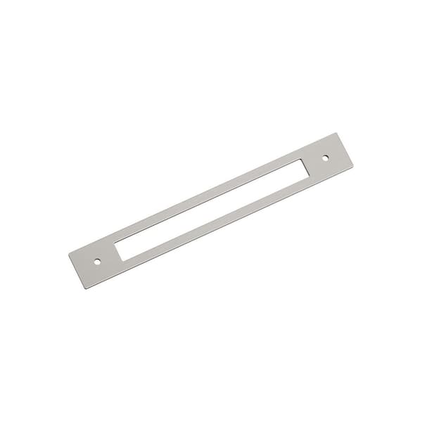 Amerock Medora 7-9/16 in. Center-to-Center Rectangle Satin Nickel Pull Cabinet Backplate ...
