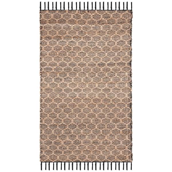 SAFAVIEH Cape Cod 3 ft. x 5 ft. Black/Natural Trellis Lattice Area Rug ...