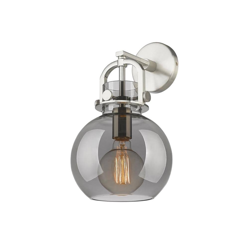 Innovations Newton Sphere 1-Light Satin Nickel Wall Sconce with Glass ...