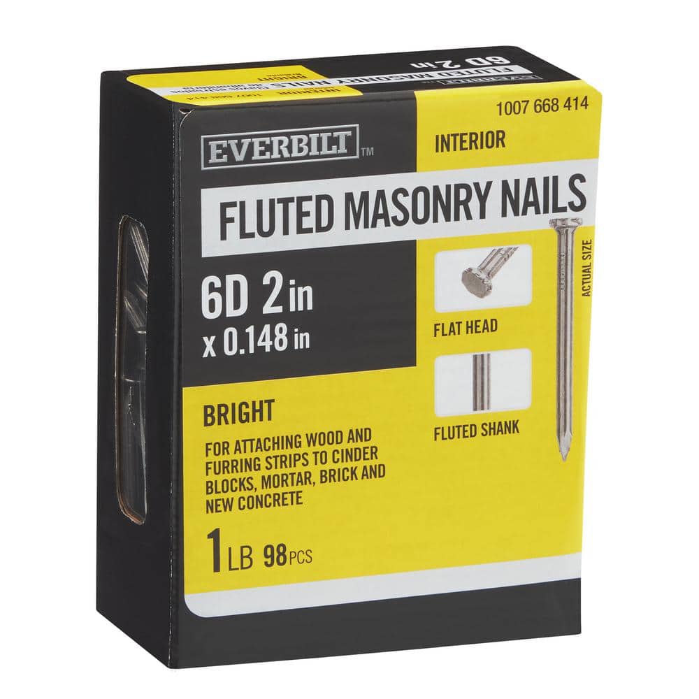 Everbilt 2 in. x 6D Bright Non-Collated Flooring Nails Fluted Masonry 1 ...