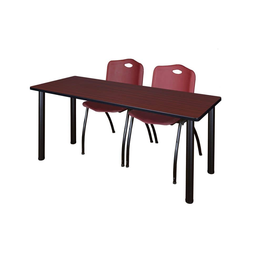 Regency Kee 72 in x 24 in. Mahogany Top Training Table Desk, Black Legs ...