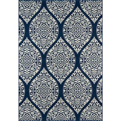 Momeni Baja Nautical Rope Navy 2 ft. 3 in. x 4 ft. 6 in. Indoor/Outdoor ...