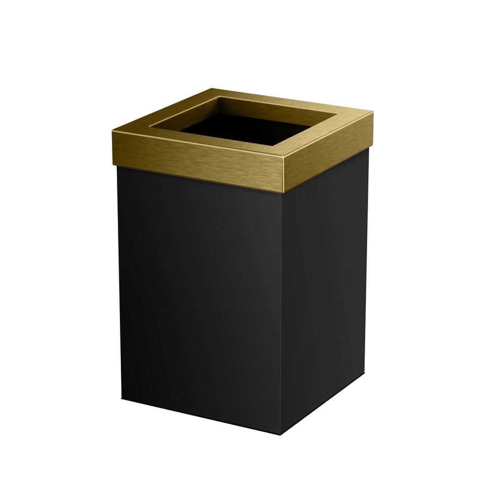 Gatco Modern Waste Can Square in Matte Black Brushed Brass Combo 1934 ...