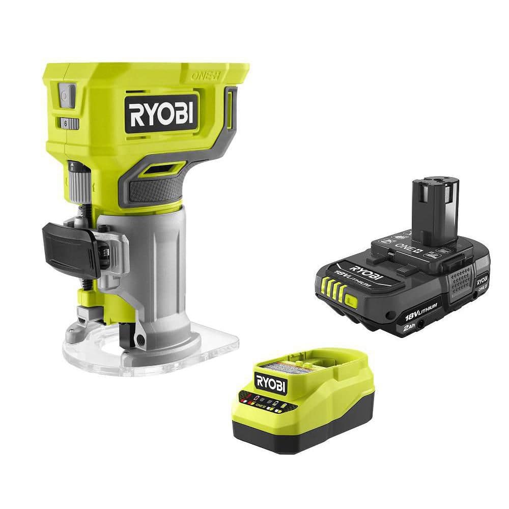 RYOBI ONE+ 18V Cordless Compact Fixed Base Router with 2.0 Ah Battery ...