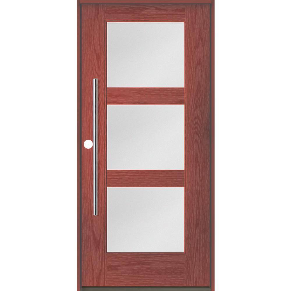 Krosswood Doors Modern Faux Pivot 36 in. x 79 in. 3-Lite Right-Hand ...