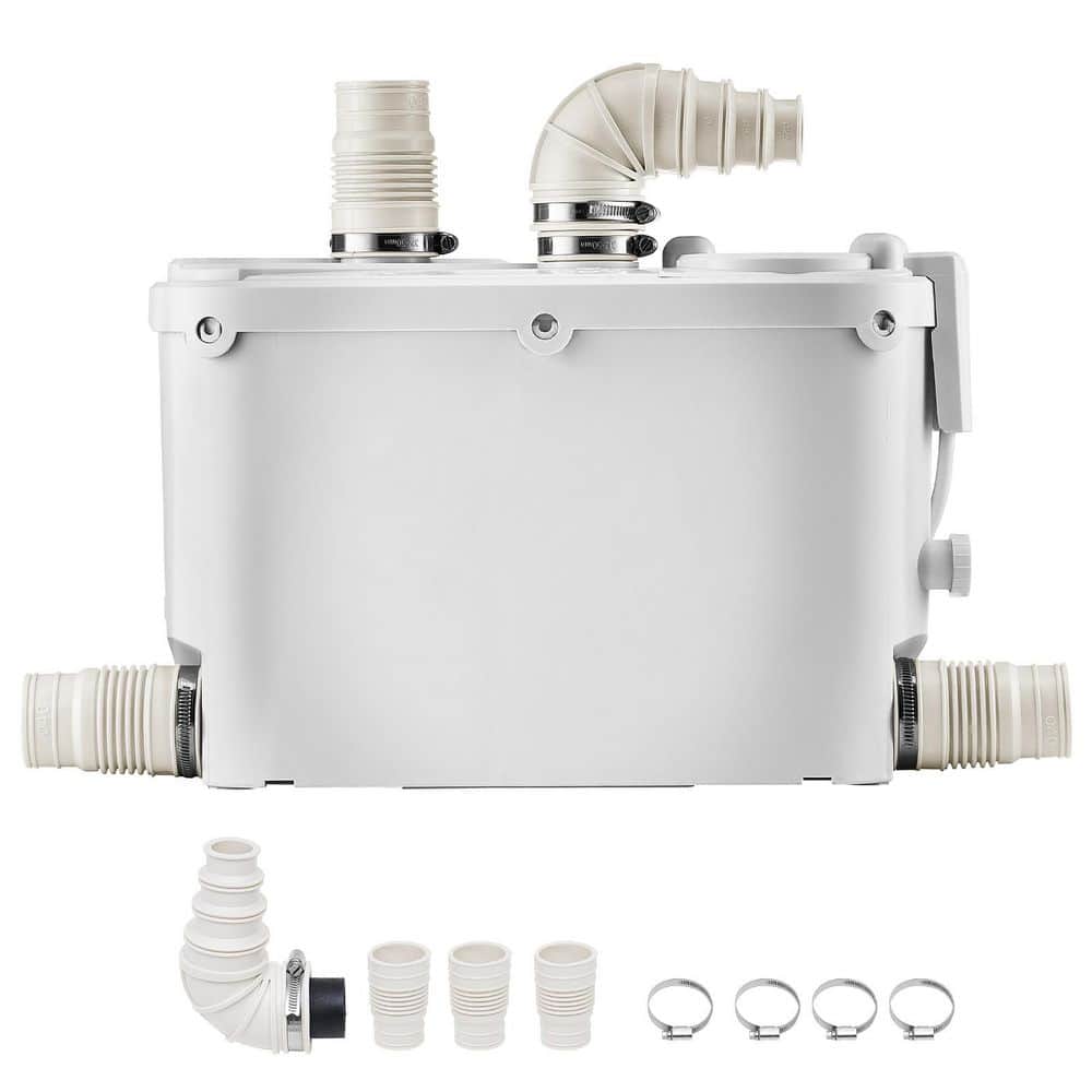 SKYSHALO Macerator Pump 500W 29 GPM Flow 26 ft. Head Macerator Sewerage Toilet Pump with 4 Water ...